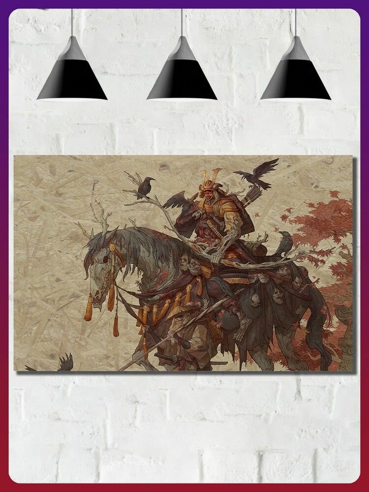 Картина интерьерная на рельефной доске Разное Япония (Самурай, монстр) - 62412246