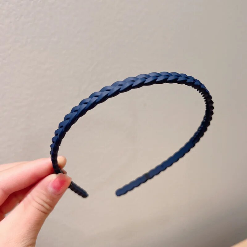 Модный матовый плетеный ободок Morandi Темно-синий, HJ-1