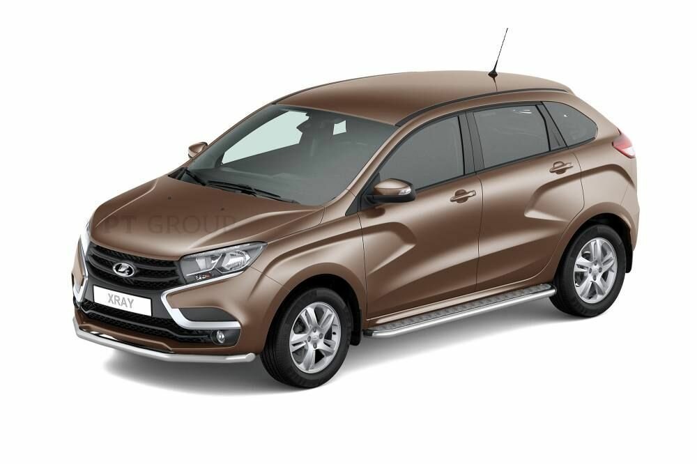 Защита порогов с алюм. площадкой Ø51мм (НПС) для Лада Х Рей 2016-