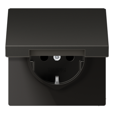 JUNG LS990 Алюминий Розетка штепсельная Schuko 16A 250V с защитой от детей и откидной крышкой, AL1520KIKLAN