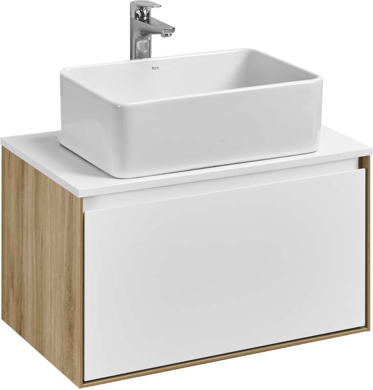 Тумба с раковиной AQUATON Либерти 70 со столешницей белый глянец, раковина Mila 35