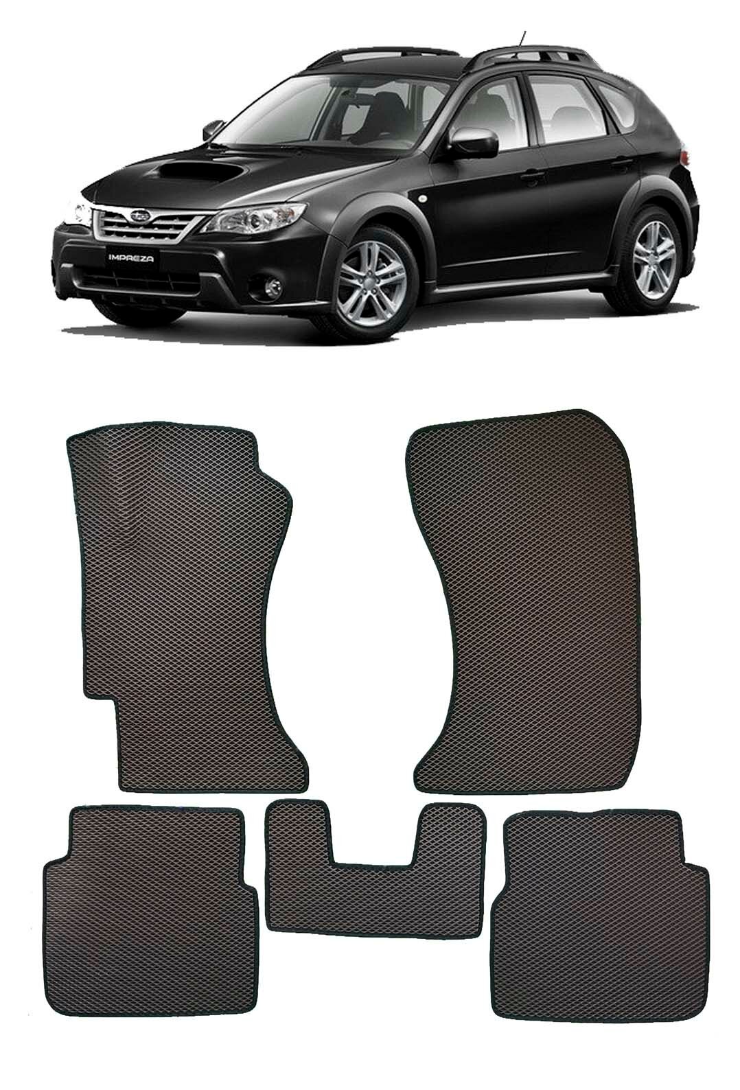 Ева коврики Subaru Impreza XV (GH) 2010 - 2011/ Ева ЭВА сота/ цвет Черный c красной окантовкой / EVA Smart / коврики в салон автомобиля Субару