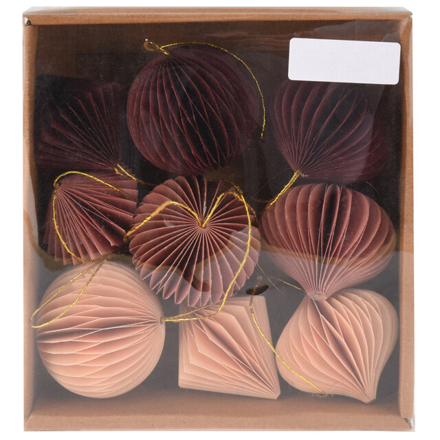 Набор подвесных украшений из бумаги Соты - Пыльная Роза 6 см, 9 шт, Koopman, A64102710