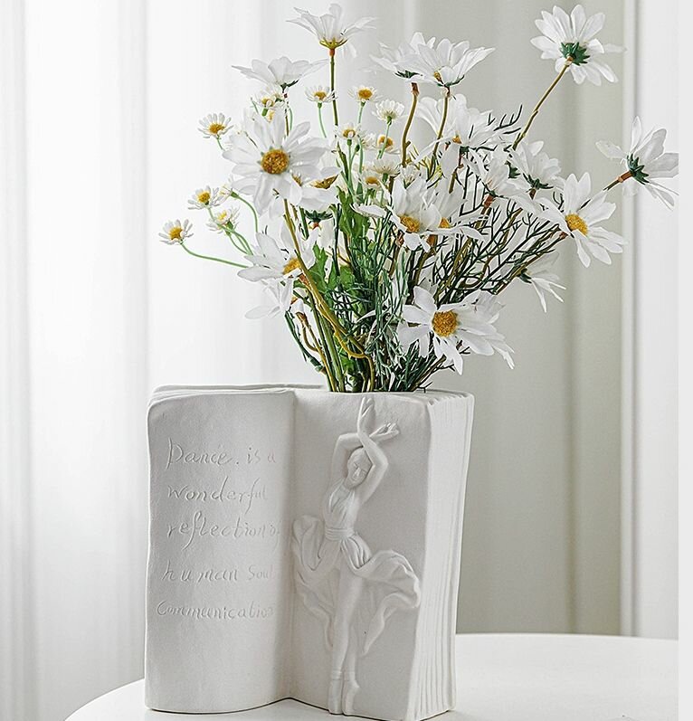 Ваза в виде Танцор, высота 18.6 см, покрытая керамической глазурью, Home Decor белая