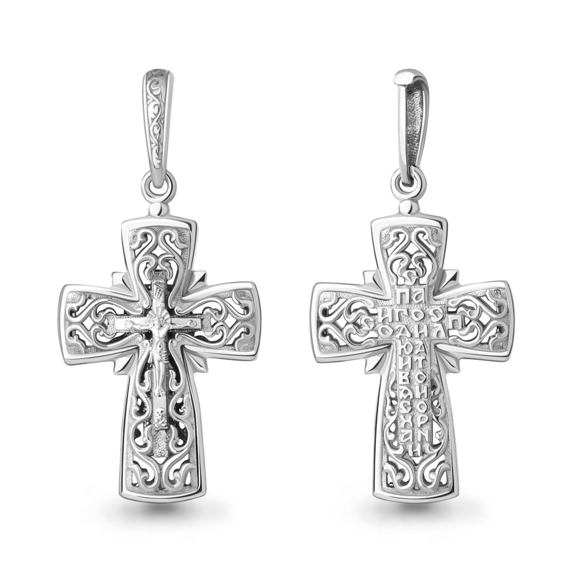 Крестик, серебро, 925 проба, родирование