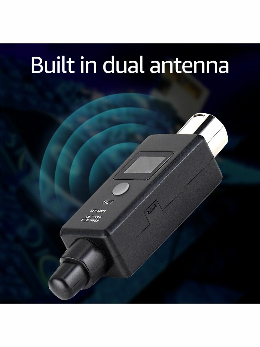 1-парная беспроводная микрофонная система, совместимая с динамическим/конденсаторным микрофоном, беспроводной передатчик и приемник для студийной записи и живых выступлений