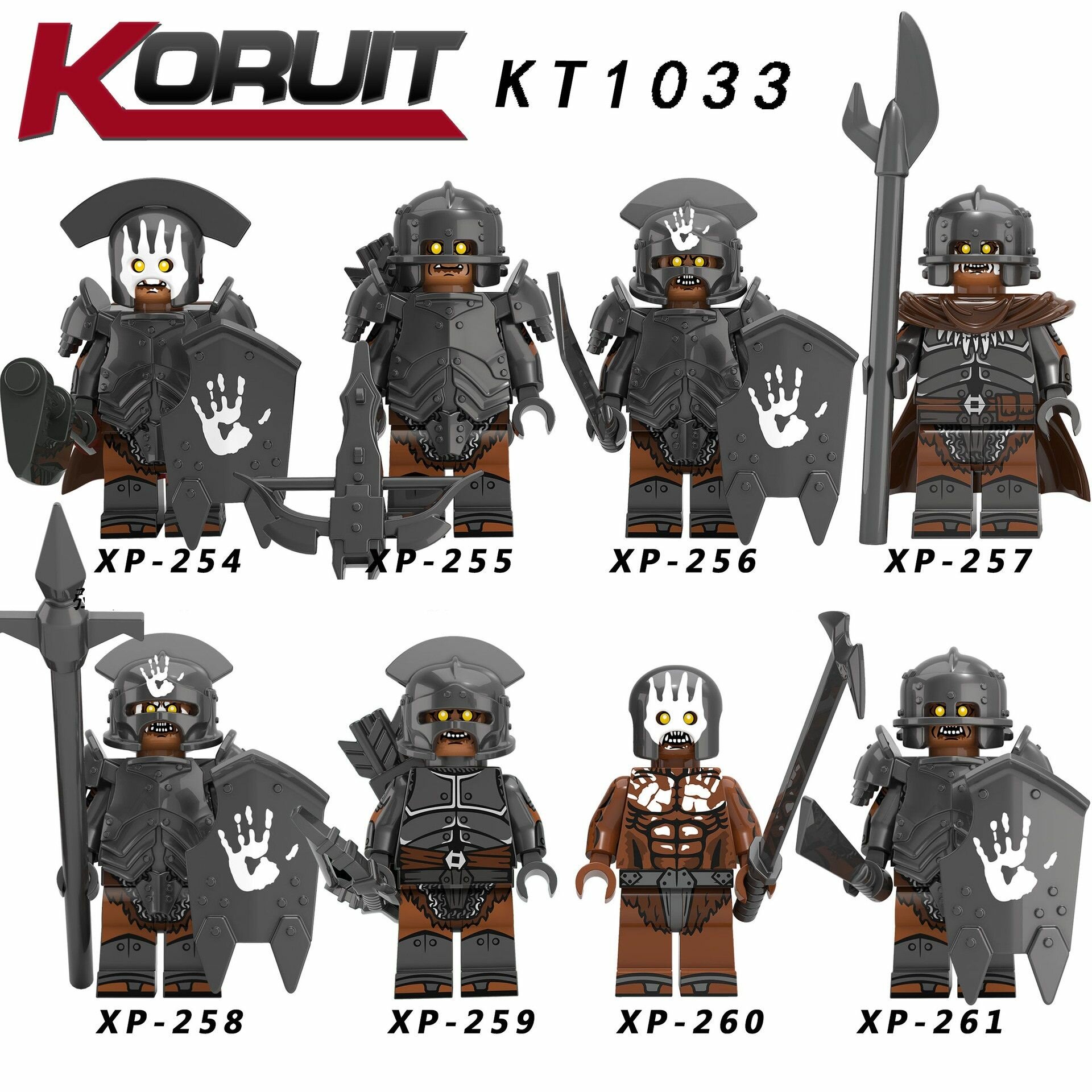 Набор минифигурки Властелин Колец / Lord of the Rings / Uruk-hai совместимы с легo конструкторами 8шт (4.5см, пакет) KT1033