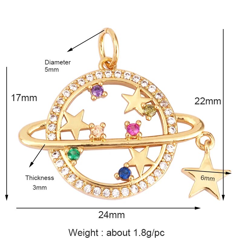 Шарм подвеска солнце луна звезда космос из латуни L933347-Gold