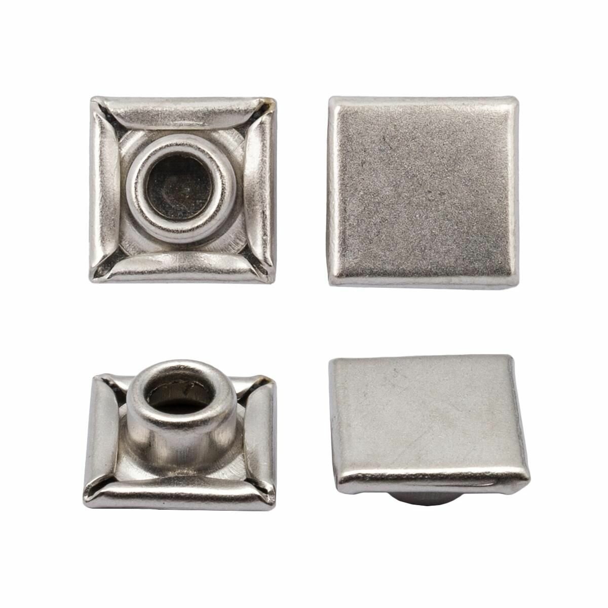 Хольнитен джинсовый BIG 7х7 мм, "Квадрат" цветной металл без гвоздя, серебристый, 50 шт (53441)