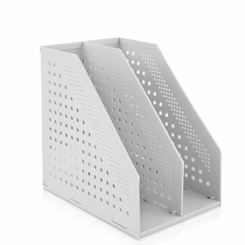 Вертикальный накопитель Deli складной, 2 отделения, серый