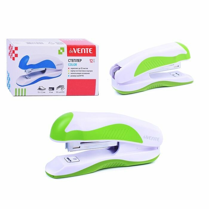 Степлер deVENTE "Color", скобы №10, на 12 листов, глубина скрепления 45 мм