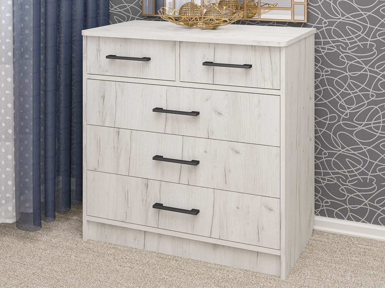 Комод К-10 с 5 ящиками, крафт светлый