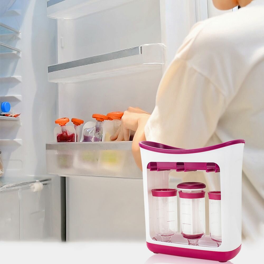 Многоразовые детские пакеты для пищи, контейнеры для хранения домашнего детского питания, гибкая станция для пюре, 4 унции, с 10 одноразовыми пакетами, безопасны для посудомоечной машины