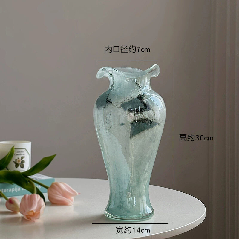 Средневековая зеленая стеклянная ваза Фентон для домашнего интерьера из стекла в тон цветочному украшению