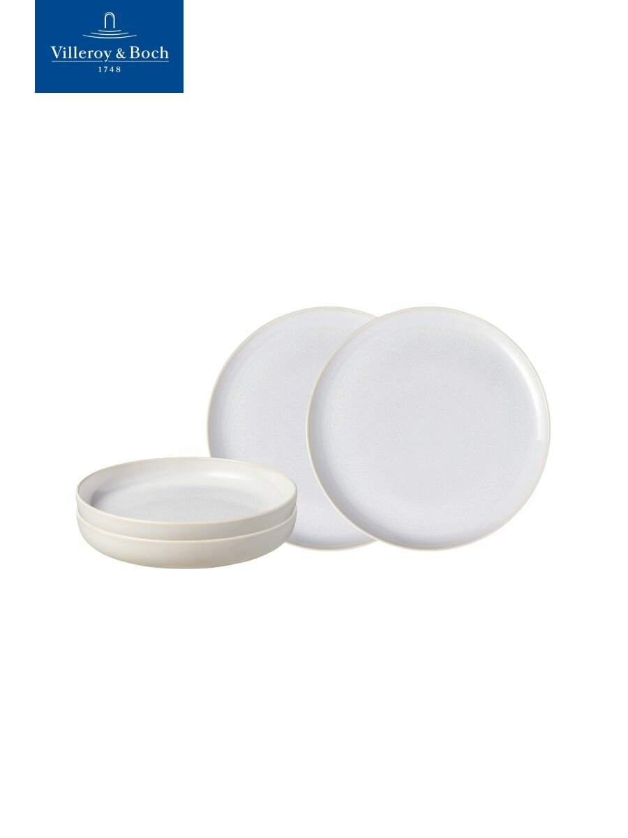 Набор посуды из 4-х тарелок, Crafted Cotton, like. by Villeroy & Boch, Премиум-Фарфор