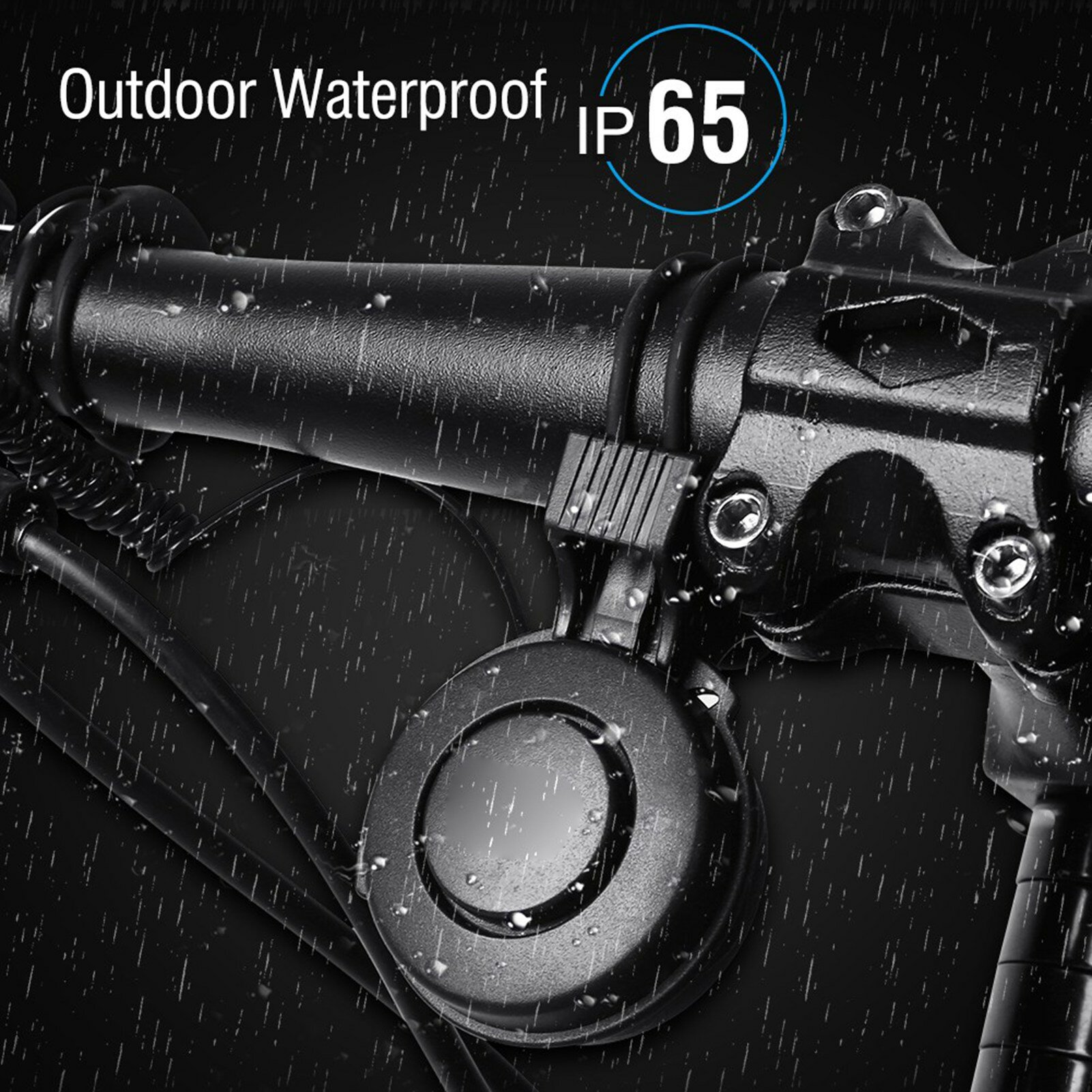 Гудок для велосипеда водонепроницаемый USB заряжаемый для руля велосипедов 22‑31.8mm (Черный)