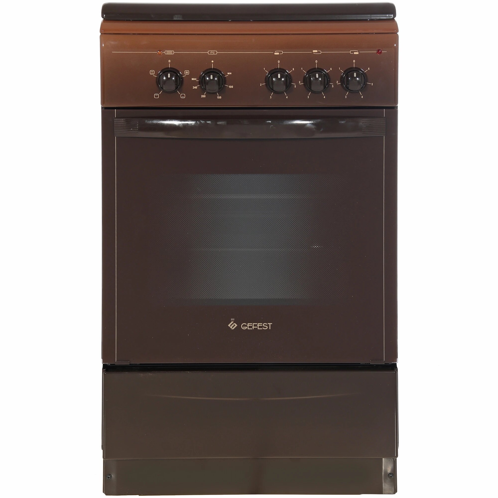 Электрическая плита Gefest 5140 0001, 3 конфорки, эмалированная сталь, коричневая