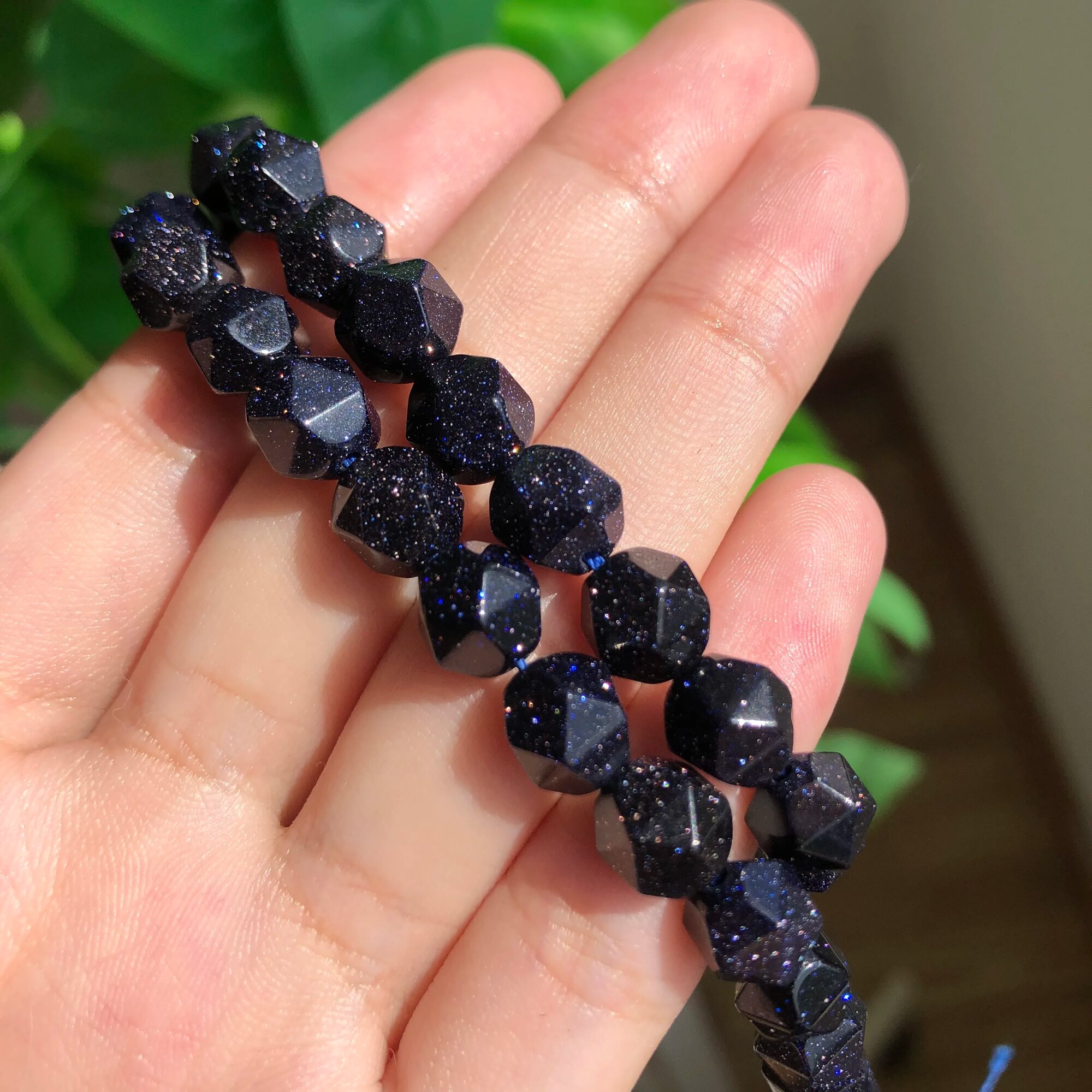 Бусины из синего камня Kuoyu 4/6/8/10 мм Темно-синий, 10mm 36pcs beads, Faceted Blue Sand