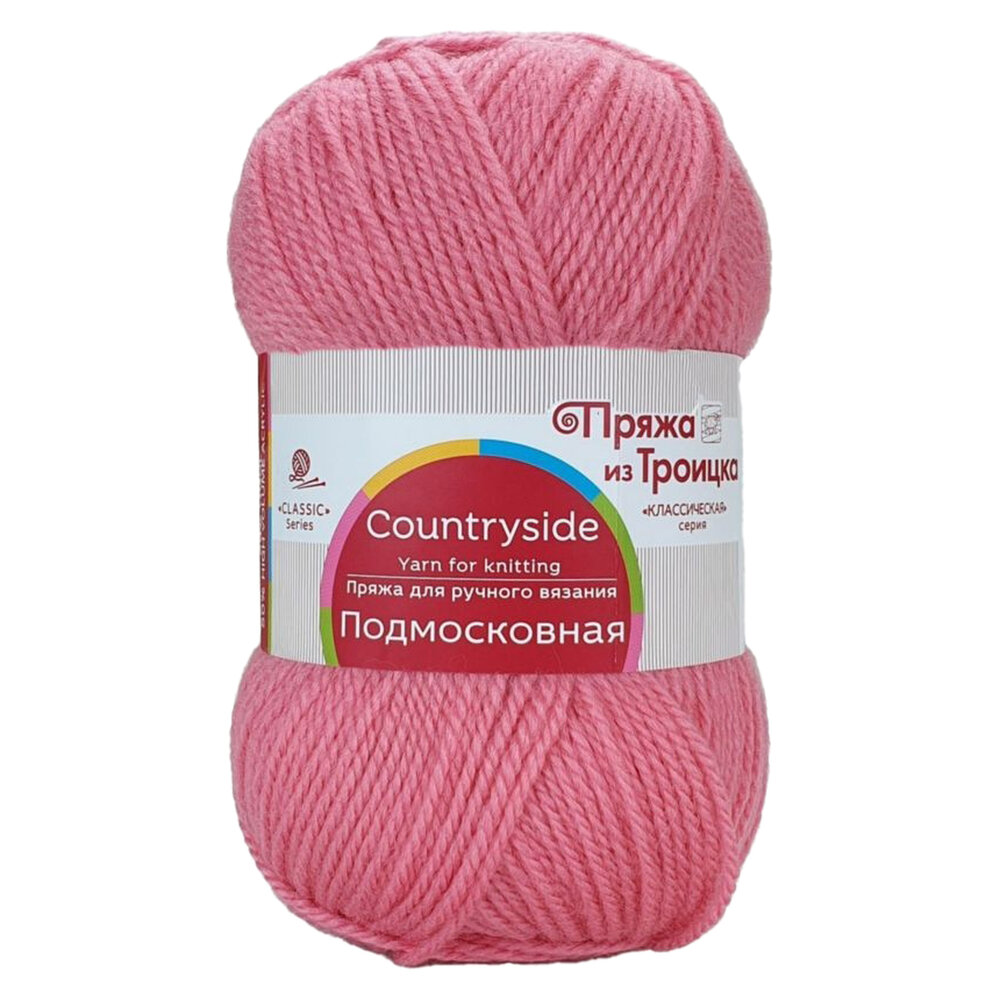 Пряжа для вязания ТКФ Подмосковная 378 герань 100 гр/250 м 50% шерсть, 50% акрил