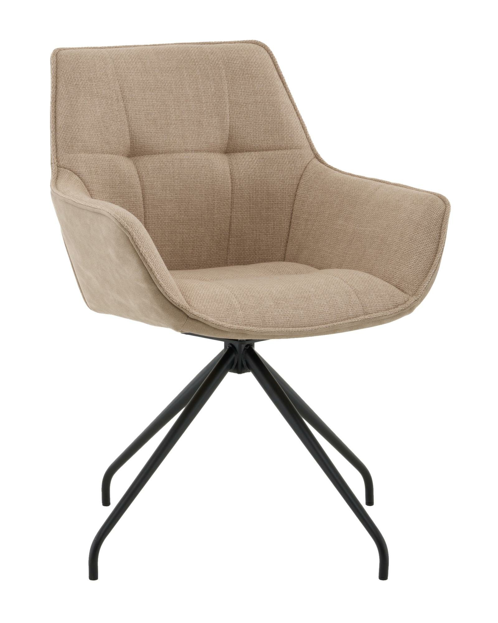 Кресло вращающееся Кимберли STOOL GROUP бежевый, ткань и металл, мягкое сиденье, с подлокотниками