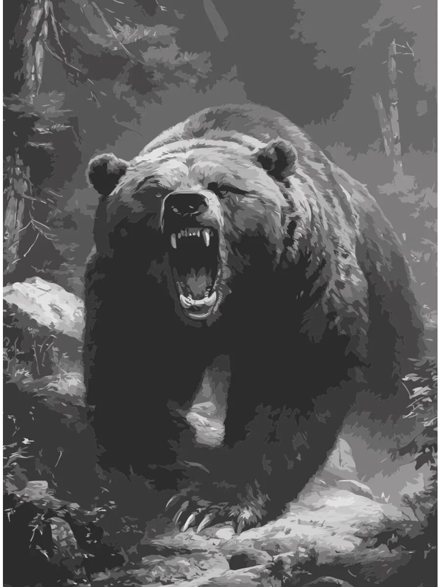 Картина по номерам 30x40 см медведь