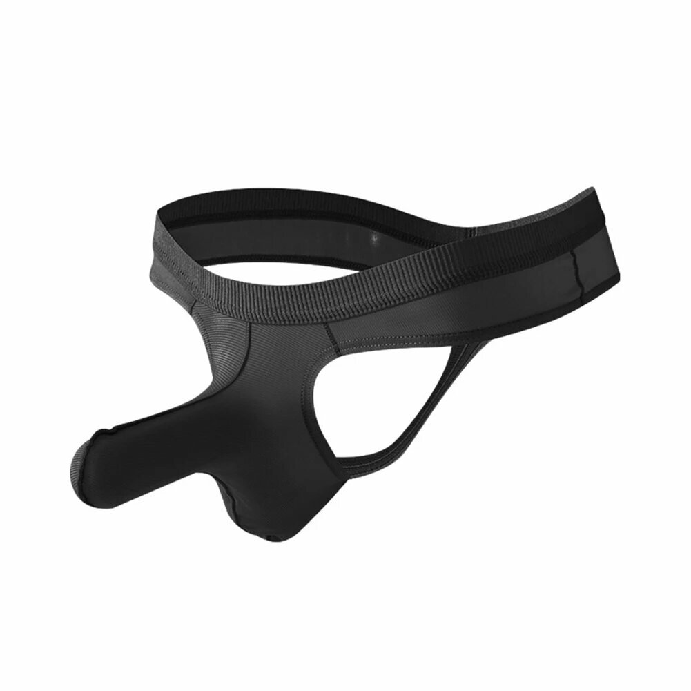 Мужское сексуальное нижнее белье, стринги, стринги, трусики-стринги из ледяного шелка с изгибом в виде слона, нижнее белье, быстросохнущие летние Трусики-бикини Черный, L, Черный