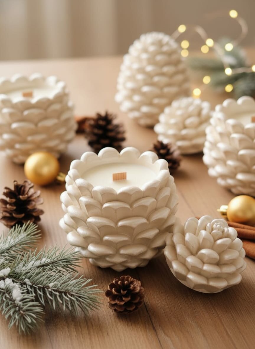 Свеча ароматическая шишка белая