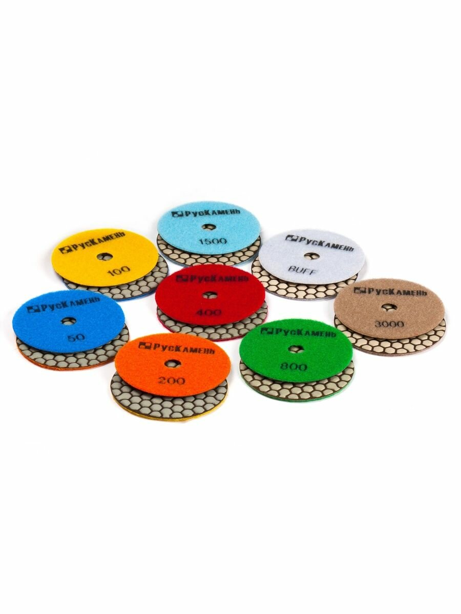 Алмазный гибкий шлифовальный круг (АГШК) d100 мм, черепашка для керамогранита и камня, сухое шлифование, Рускамень