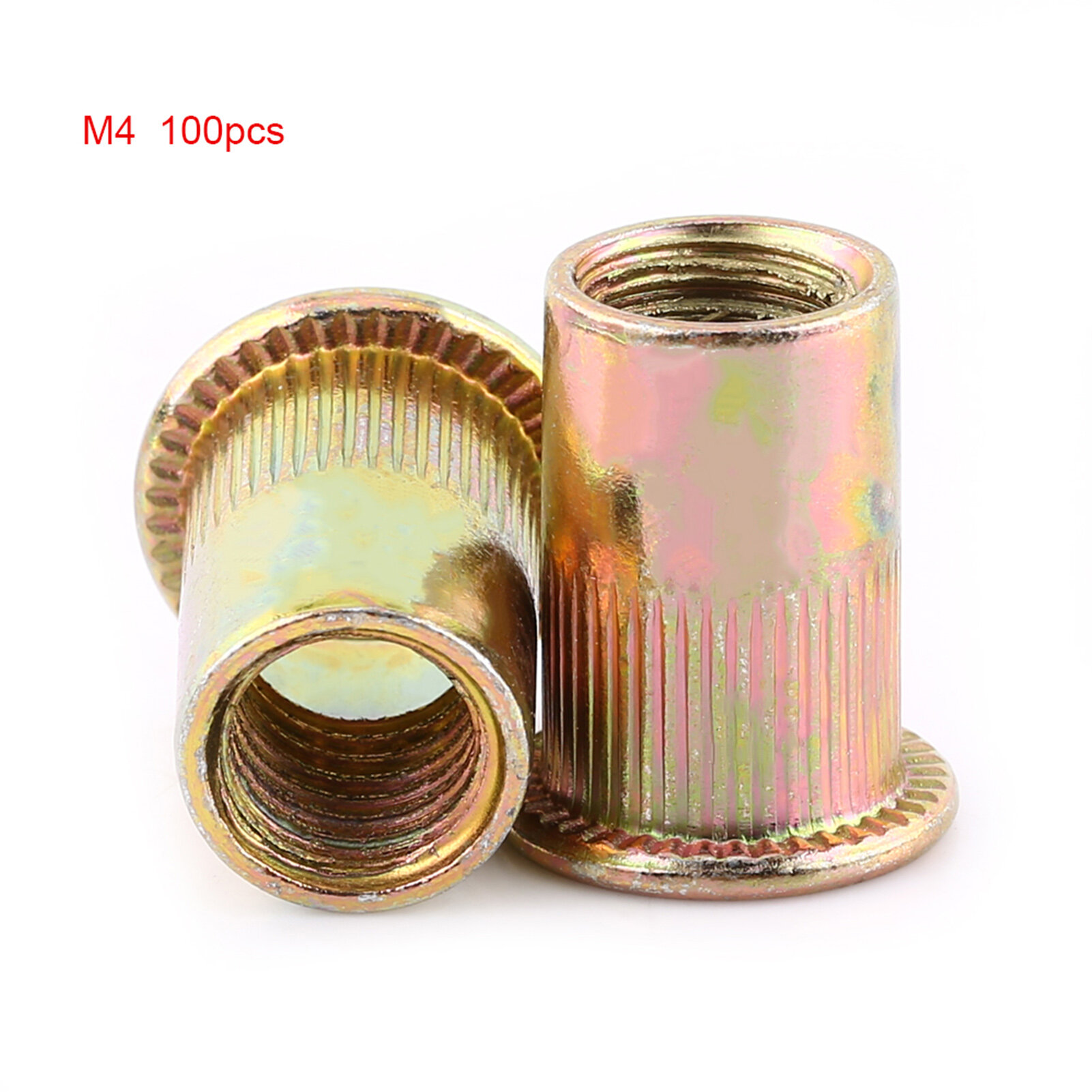 Заклёпочная гайка с плоской резьбой из углеродистой стали M3-M12, фланцевая заклёпочная гайка (M4x100 шт.)
