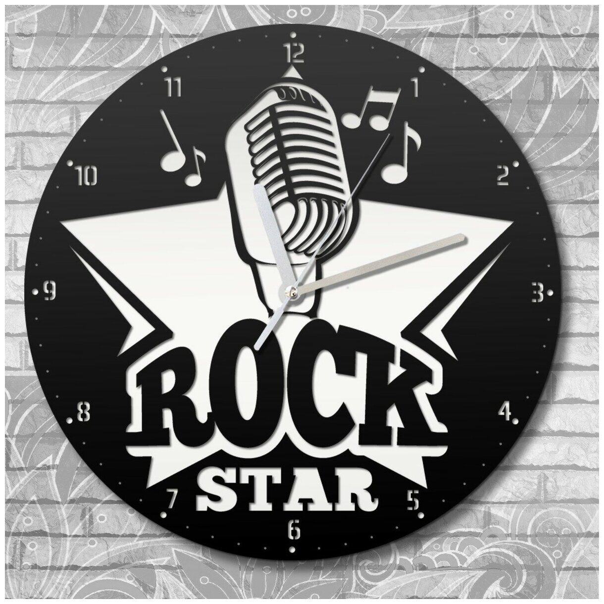 Настенные часы деревянные бесшумные музыка рок звезда - 570