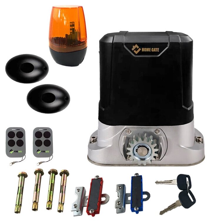 Привод для откатных ворот Home Gate LTM600 + фотоэлементы + сигнальная лампа. Автоматика для откатных ворот.