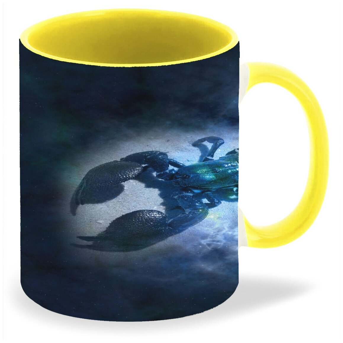 Кружка желтая CoolPodarok Знаки зодиака Скорпион Созвездия Звёзды