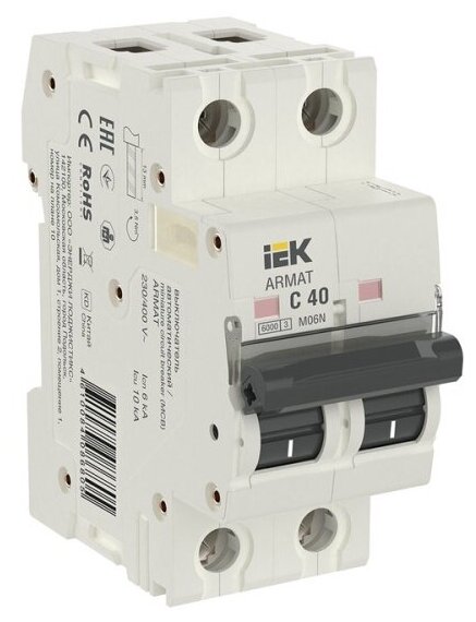 Автоматический выключатель Iek 2п C 40А M06N ARMAT, AR-M06N-2-C040