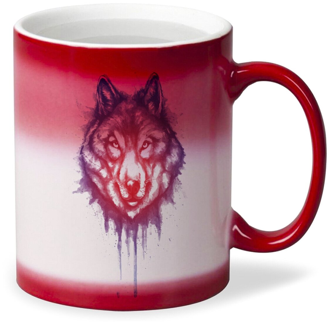Кружка хамелеон красный CoolPodarok Волк фиолетово розовый