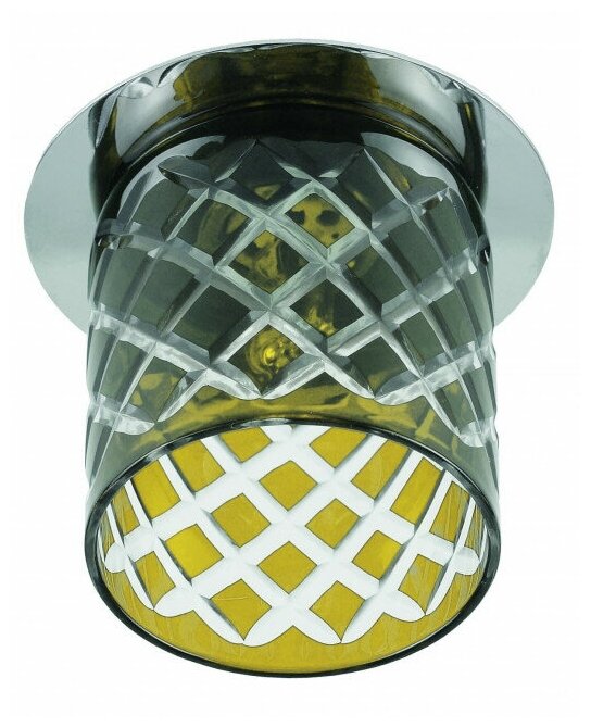 Светильник декоративный стеклянный стакан "ромб" g9, 220v, 40w, ЭРА хром/чай