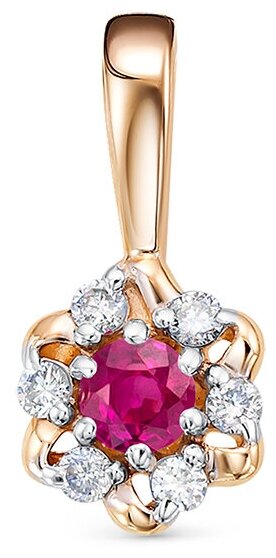 Подвеска, красное золото, 585 проба, родирование, рубин