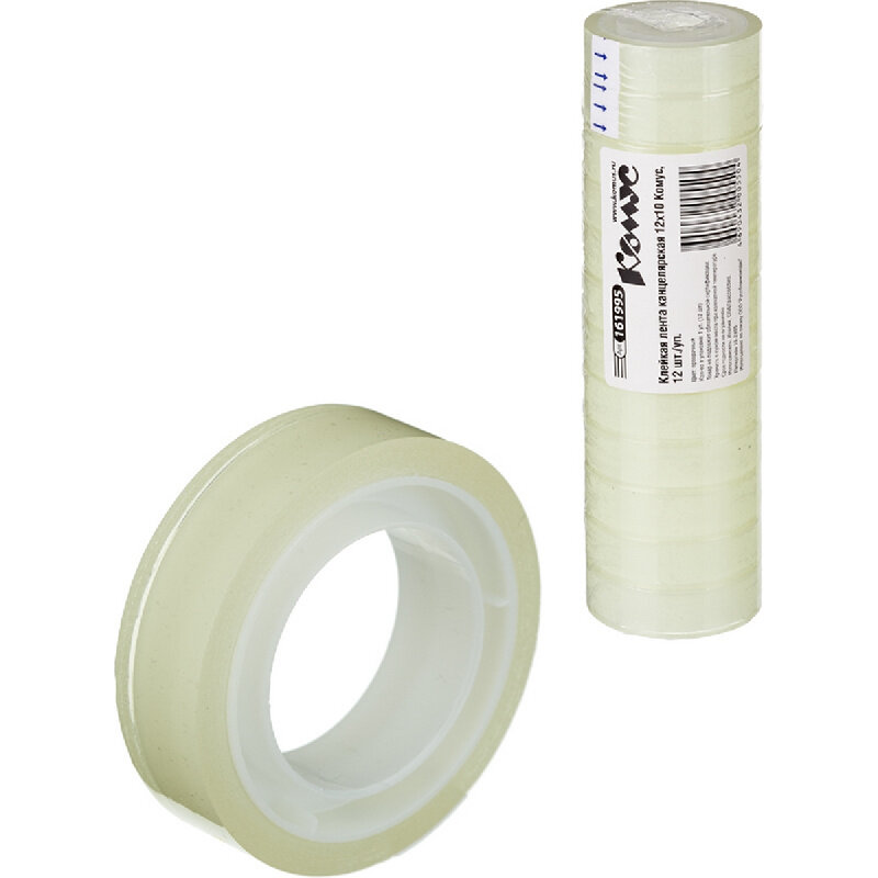 Клейкая лента канцелярская Комус 12х10, 12 шт./уп. 161995