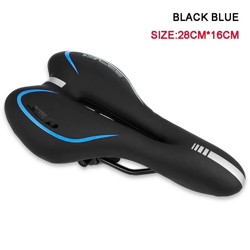 Седло велосипедное гелевое Black Blue 28x16см