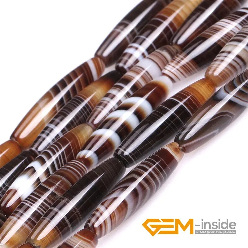 Бусины из агата коричневые 6x26 мм GEM-inside