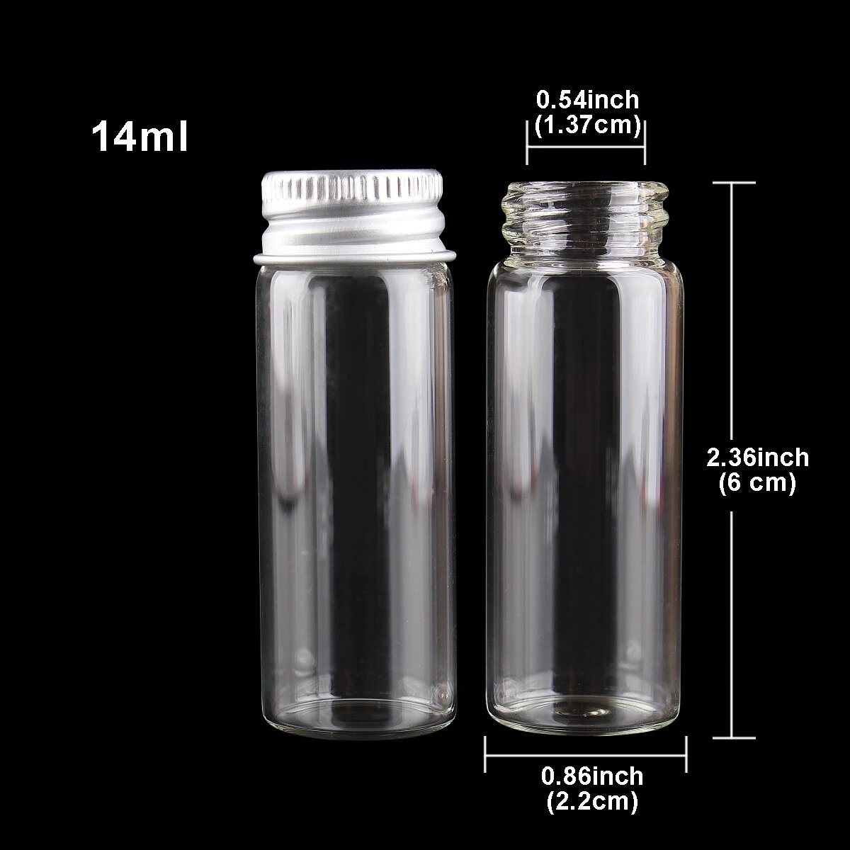 Стеклянные бутылочки 14ml-22x60mm, 100 шт