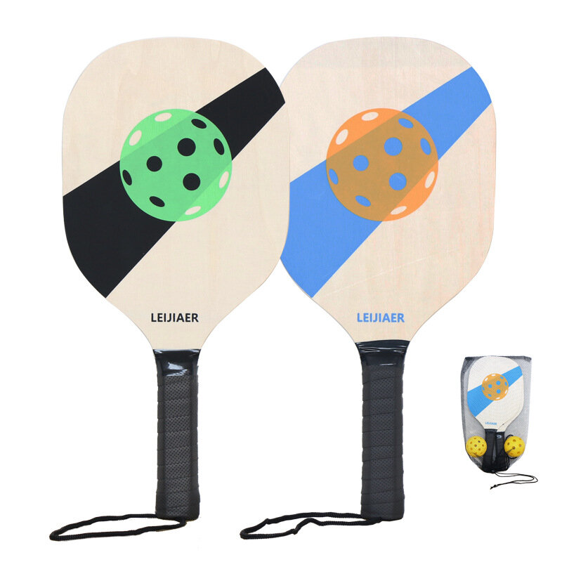 Набор ракеток для пиклбола LEIJIAER из массива дерева, две ракетки, два мяча, прямая продажа