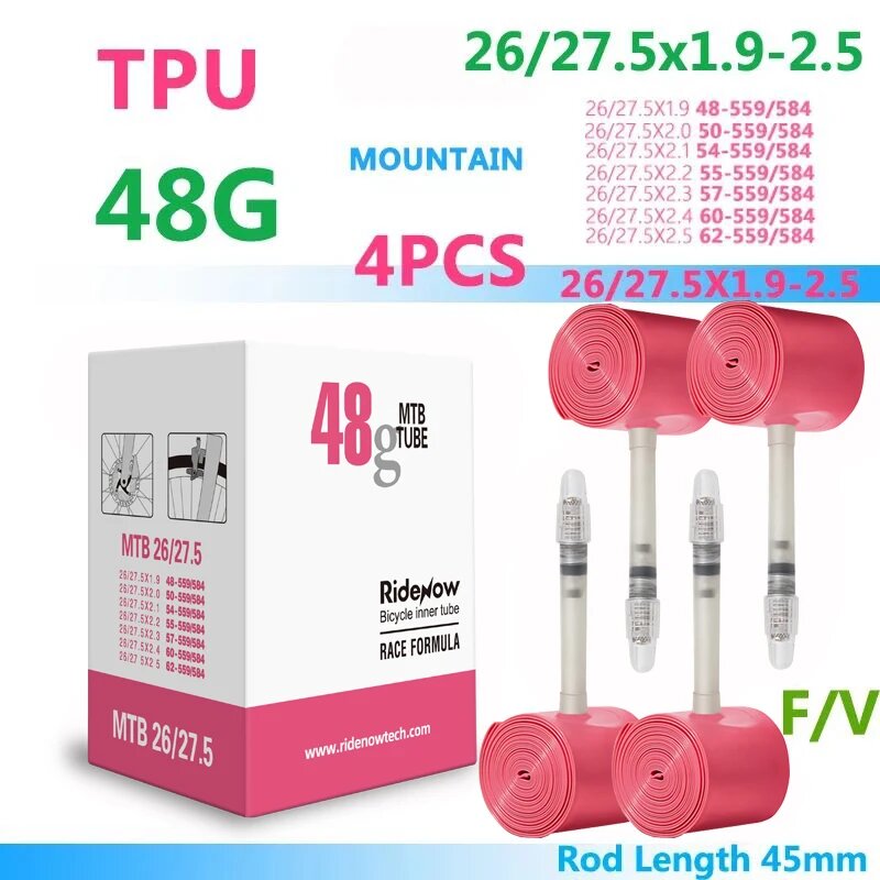RideNow Внутренние камеры MTB 26/27.5x1.9-2.5 4pc