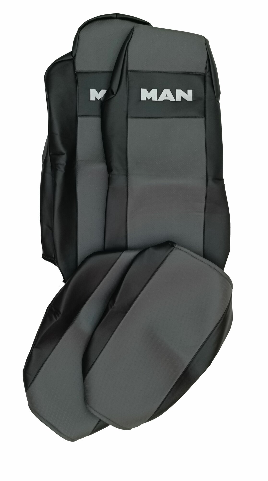 Чехлы на сиденья ЭКО кожа (серый) для MAN TGS (1 ремень)(13255)