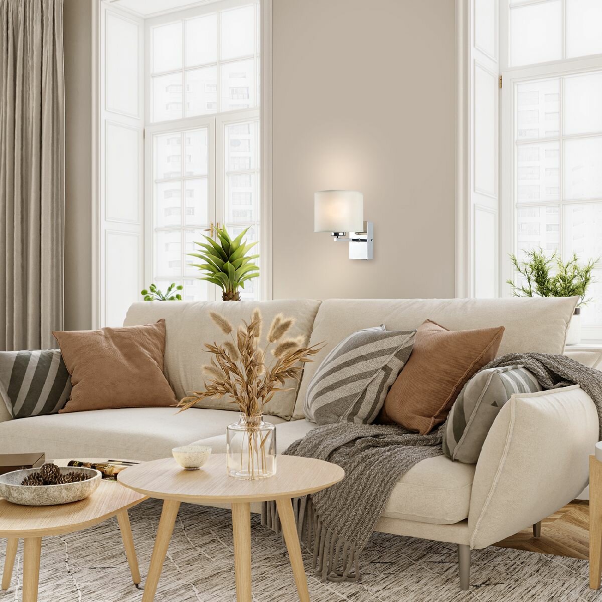 Бра Escada Hotel 550/1A цоколь E27 цвет хром 60 Вт модерн плафон текстиль — фото 1