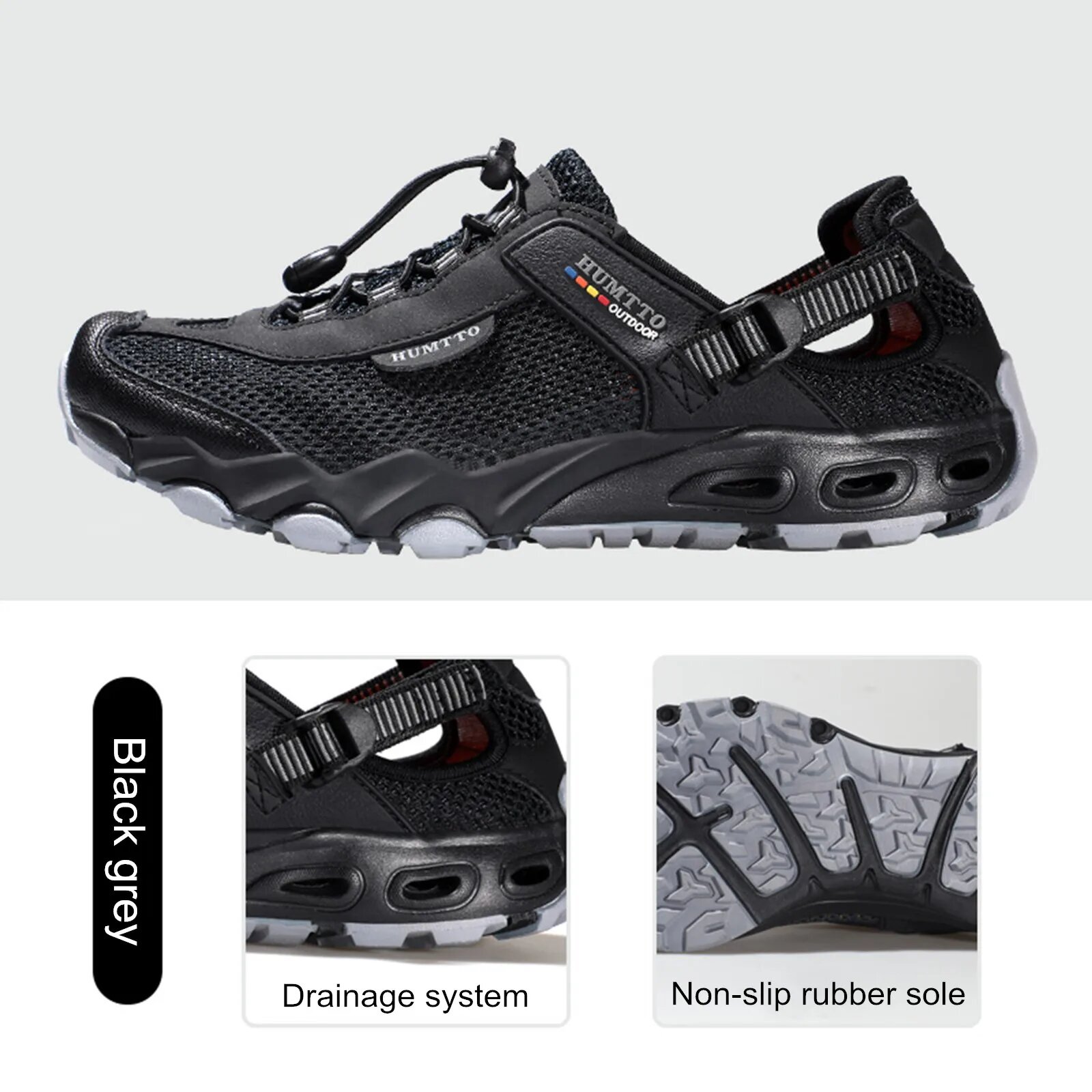Мужские сандалии HUMTTO Black grey 1605, размер 9.5