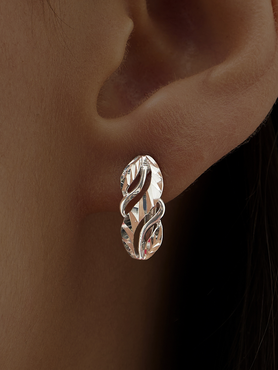 Серьги, серебро, 925 проба, родирование