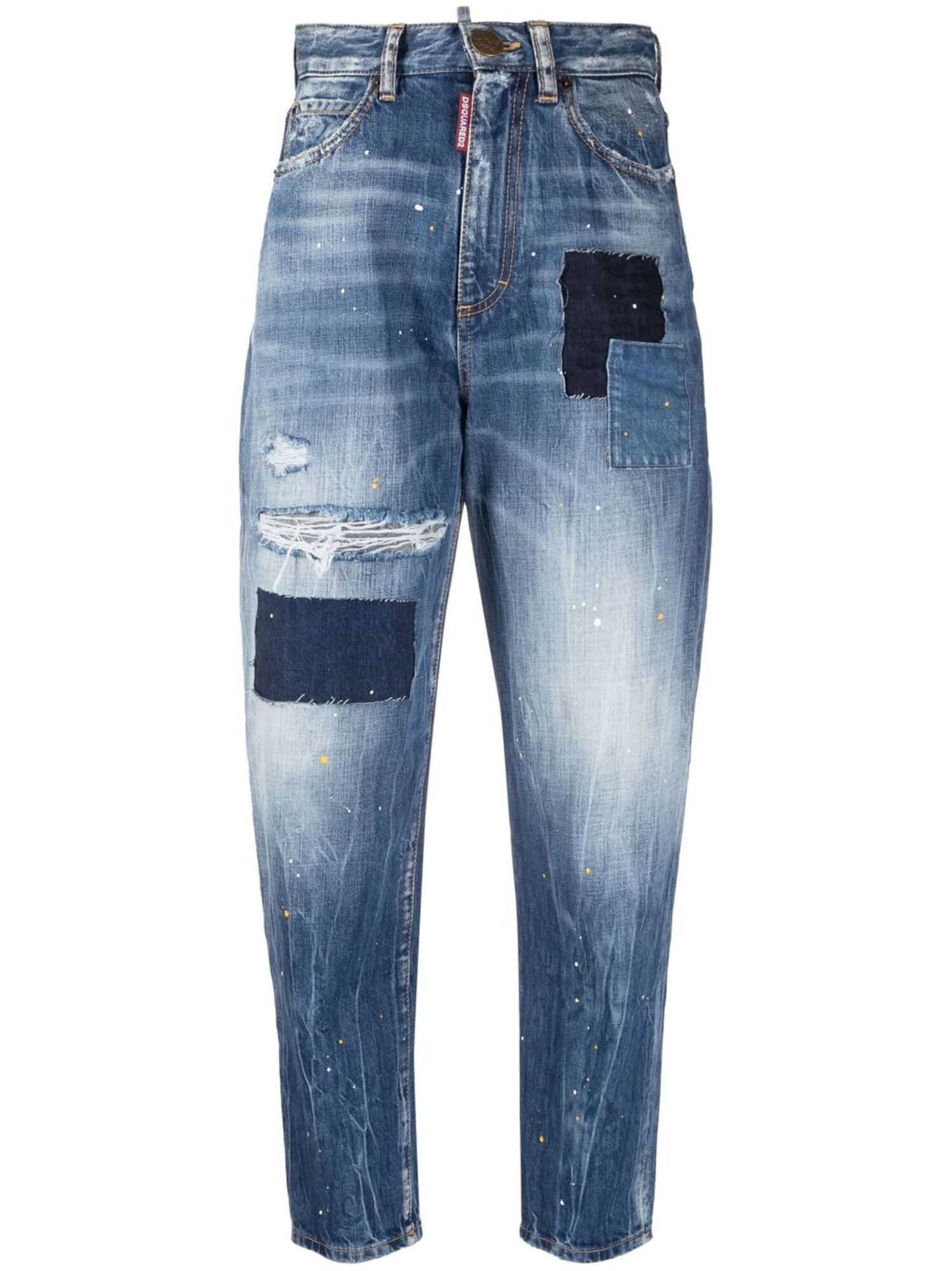 Джинсы Distressed patchwork cropped jeans 