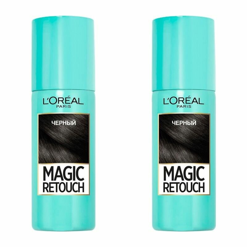 L'Oreal Paris Тонировочный спрей, Magic Retouch, тон 1, Черный, для моментального окрашивания корней волос, 2 шт.