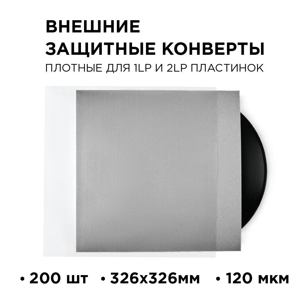 TORIAN - Strong sleeves. Защитный внешний конверт 326 мм 120 мкм. Lp Outer Sleeve. 200 шт.