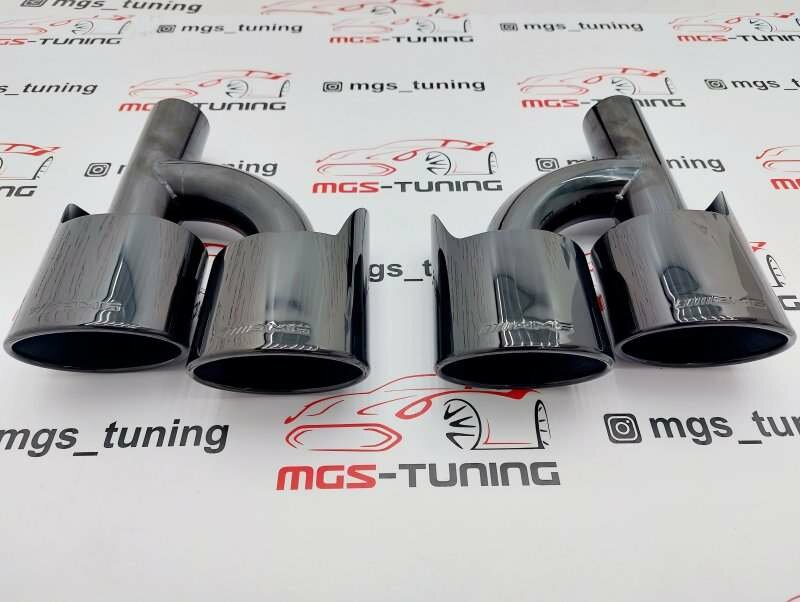 Насадки на выхлоп в стиле С63 AMG черные круглые w204